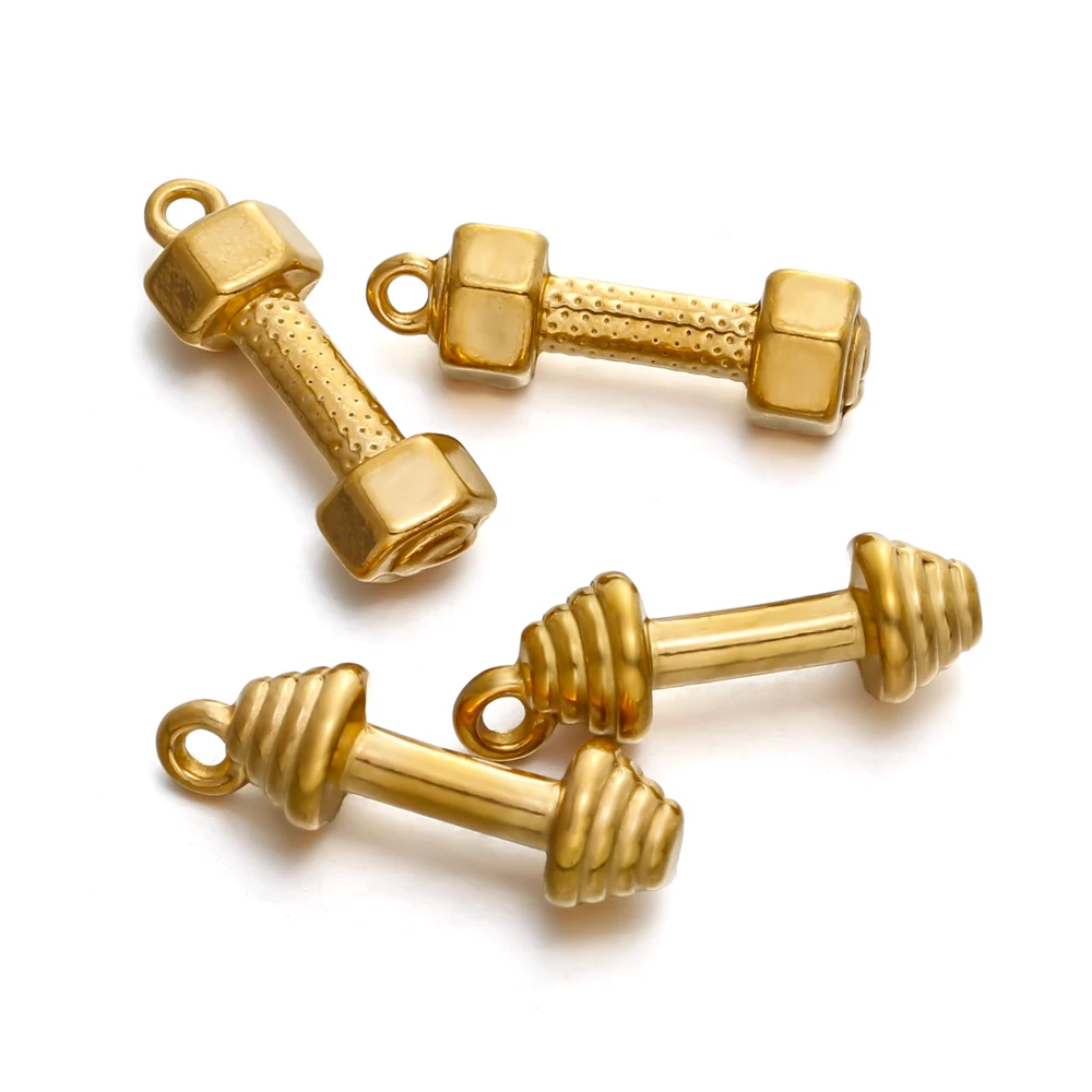 4Pcs/lot Barbell Sports Stainless Steel Pendant Charms for Bracelets ...