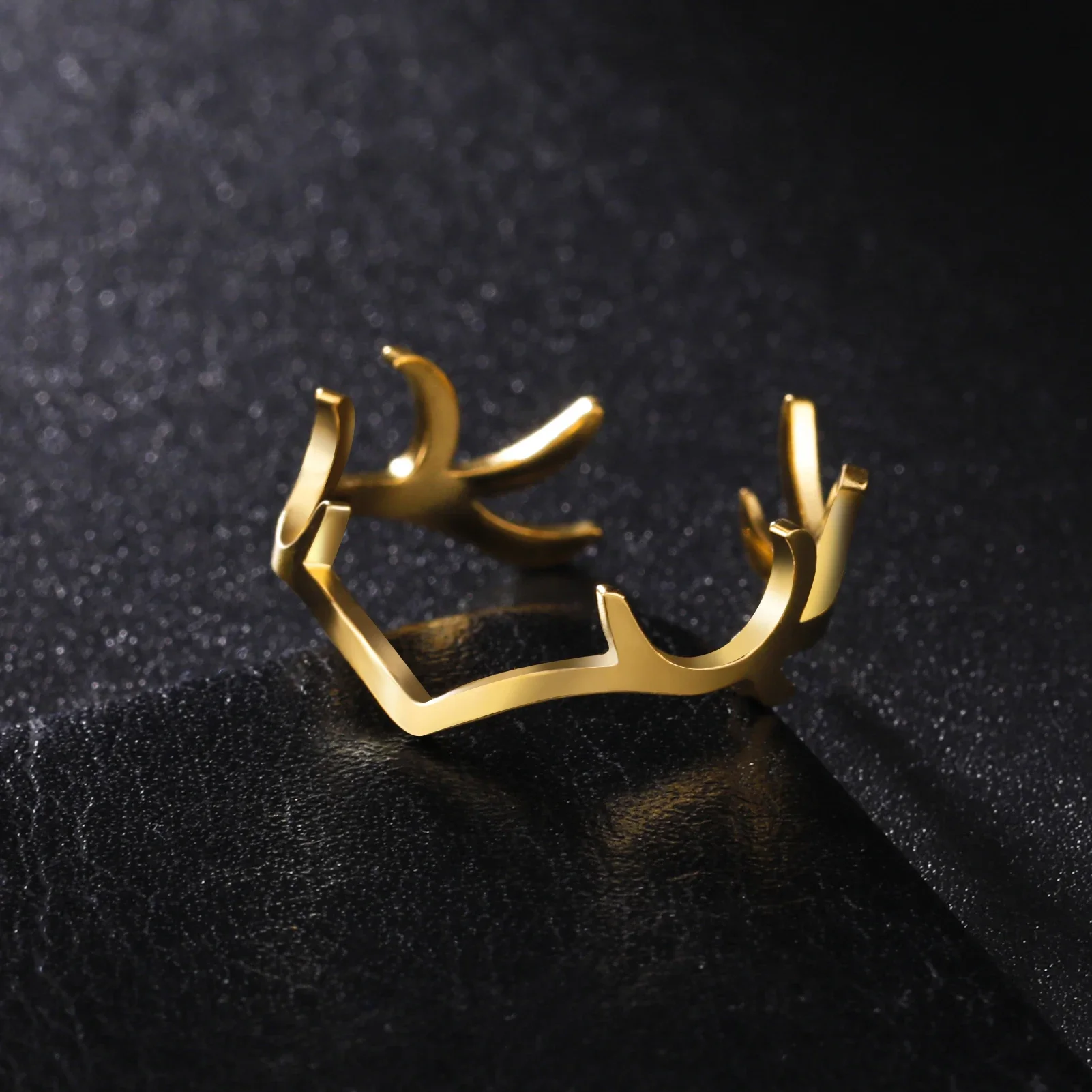 Skyrim Deer Antler Finger Ring Stainless Steel Gold Color Supernatural ...
