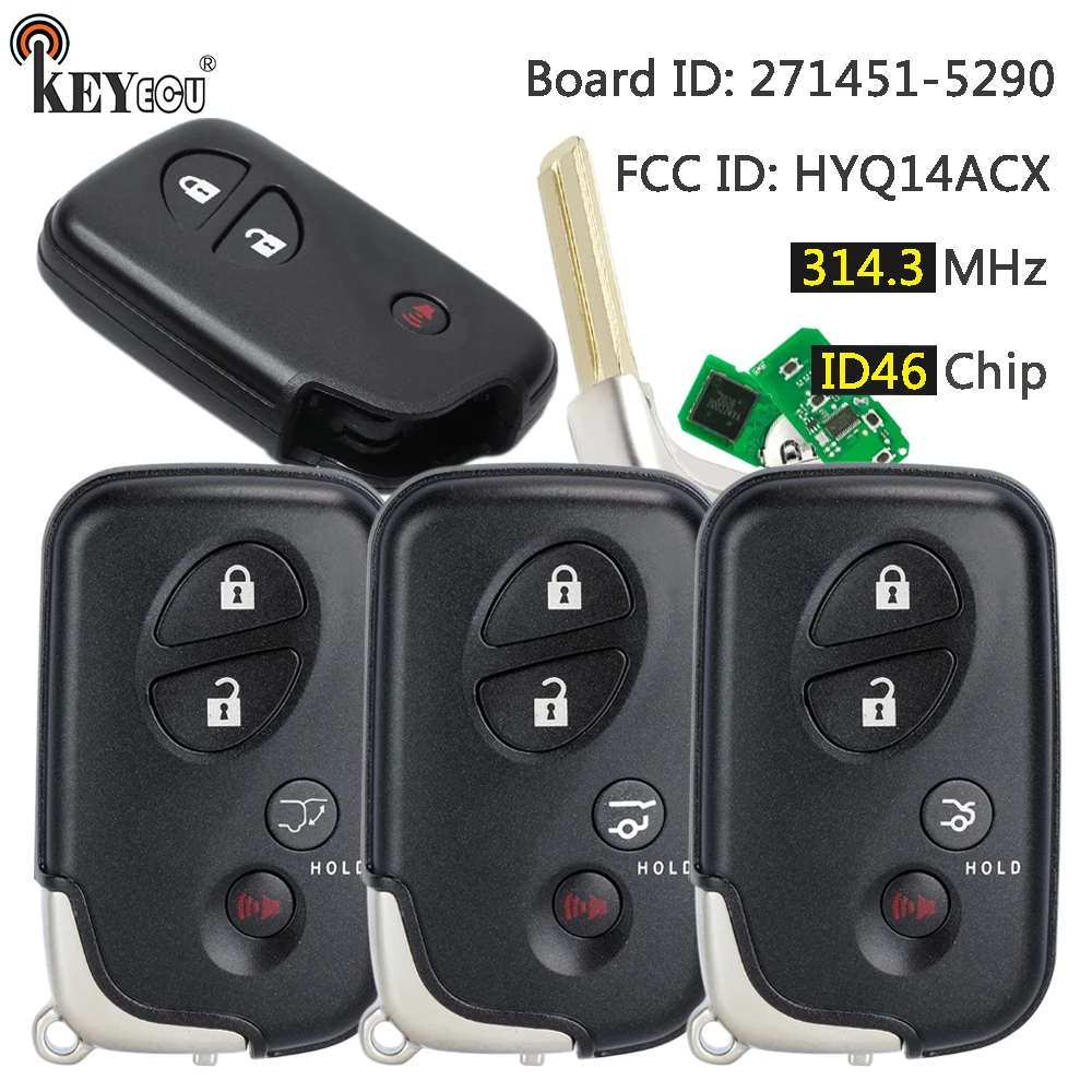 KEYECU 314.3MHz HYQ14ACX Board: 271451-5290 Smart Card Remote Key Fob ...