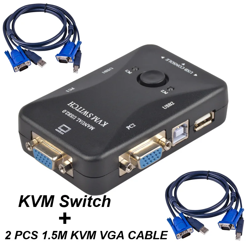 USB-2-0-VGA-SVGA-KVM-Switch-Switcher-Adapter-2-in-1-out-Splitter-Box ...