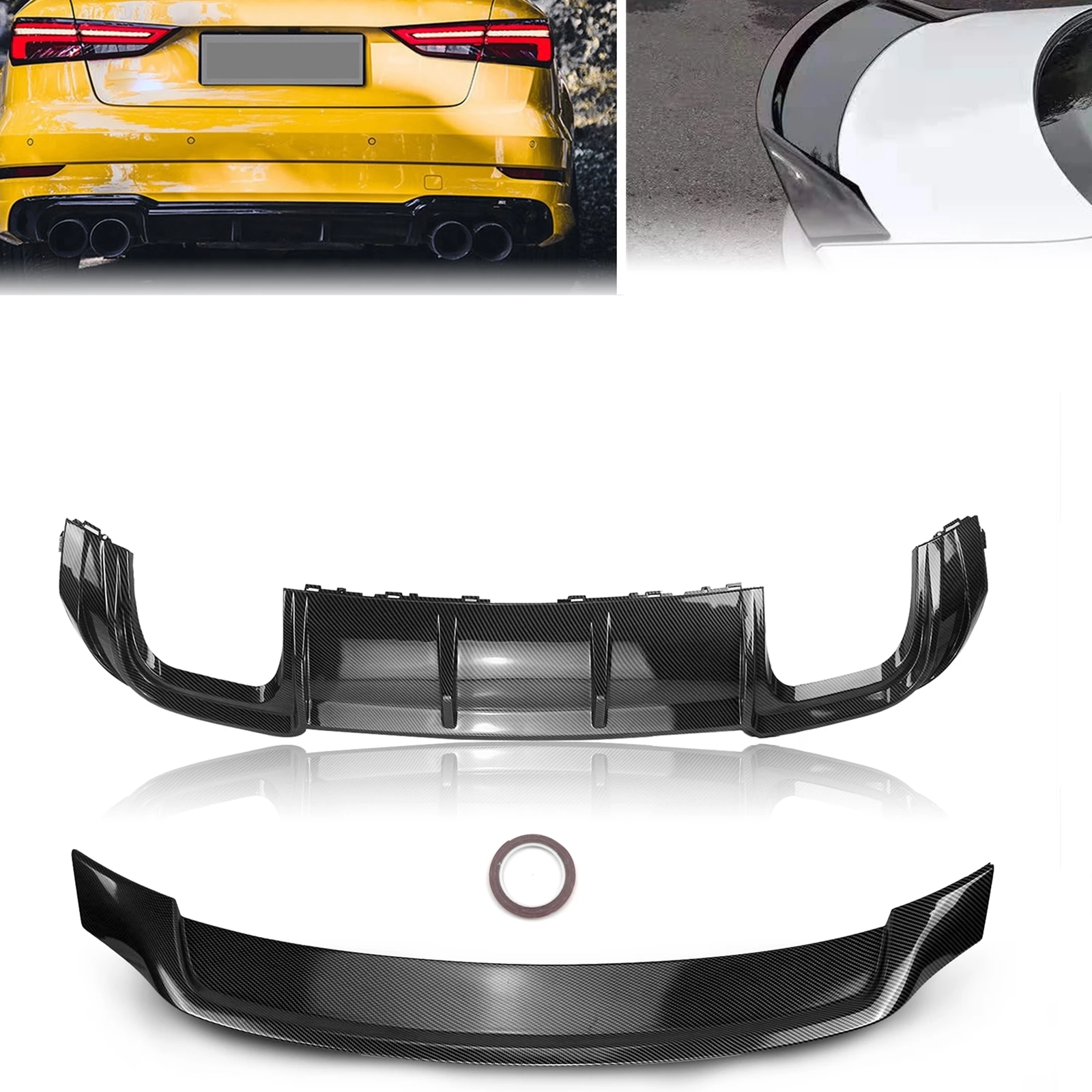 Car-Rear-Bumper-Spoiler-Diffuser-Exhaust-Lip-Rear-Trunk-Lid-Roof ...