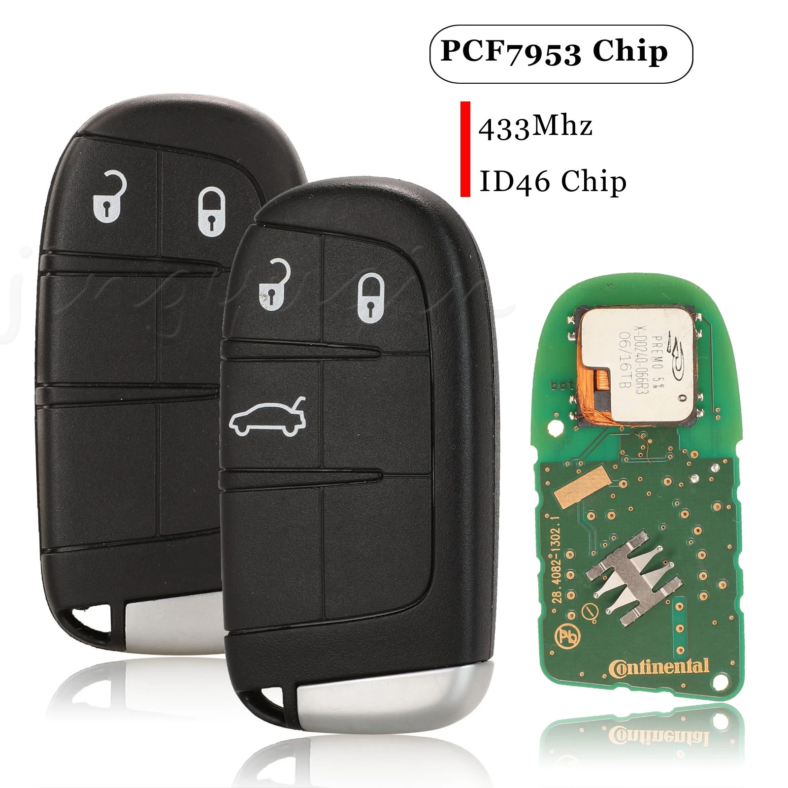 jingyuqin-2-Buttons-Remote-Car-Key-Fob-433Mhz-ID46-Pcf7953-Chip-For ...