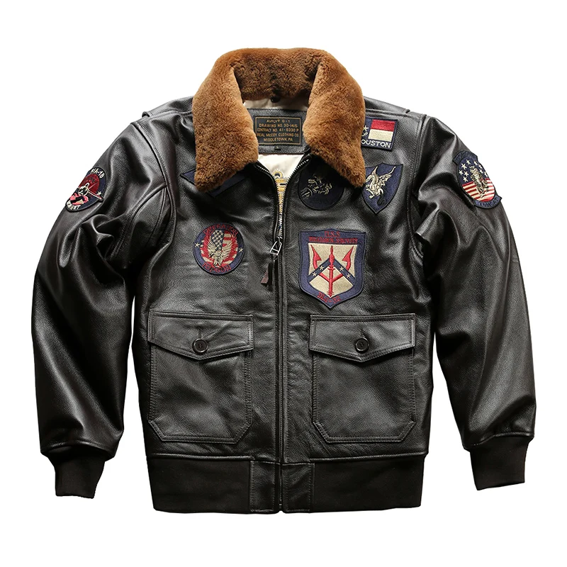 Cowhide-Jackets-Top-Gun-2-Genuine-Leather-Bomber-Pilot-Moto-Biker ...
