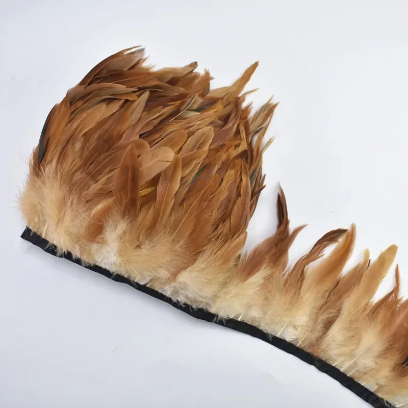 1Meters Natural Chicken Pheasant Feathers Fringe Trims Ribbon Decor ...