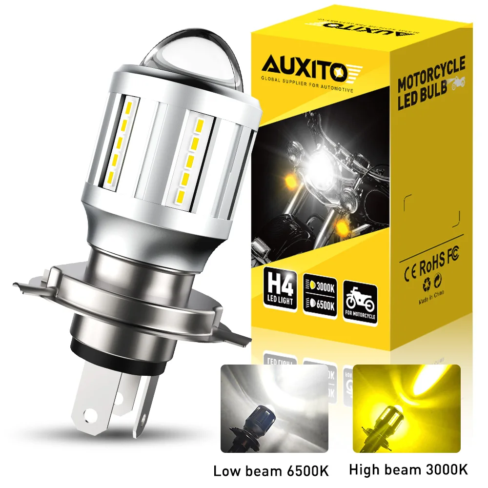 AUXITO H4 LED Motorcycle Headlight Bulbs Fanless for Car Motorcycle T19 ...