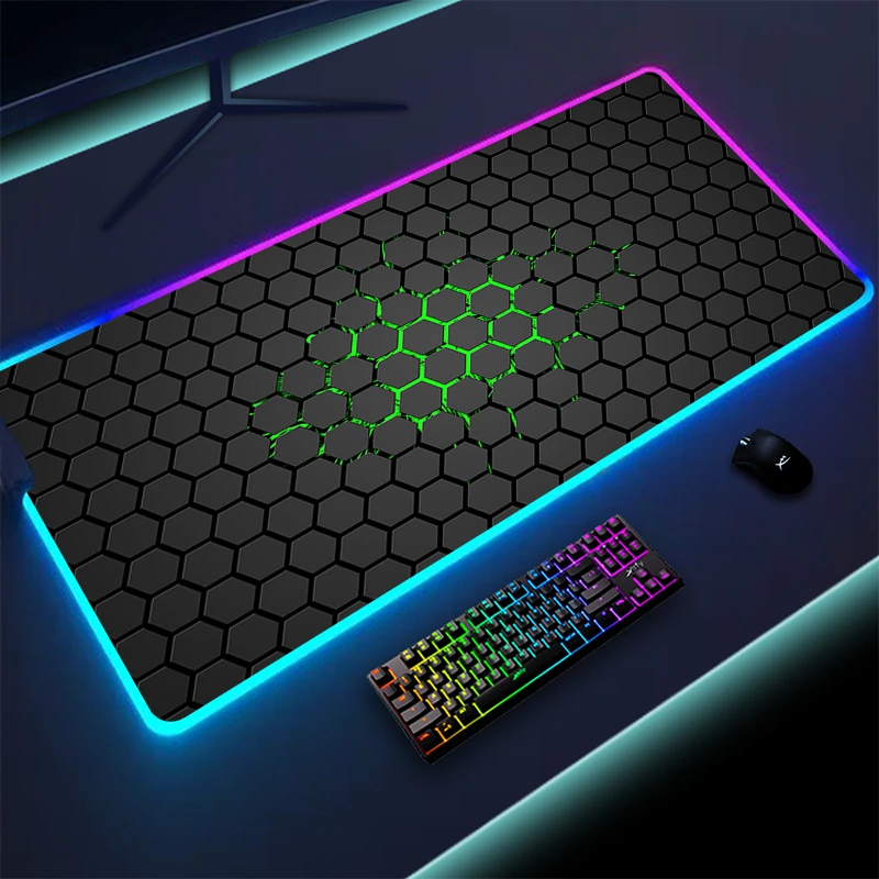 Geometric Large Rgb Mouse Pad Gaming Mousepad Led Mouse Mat Gamer ...