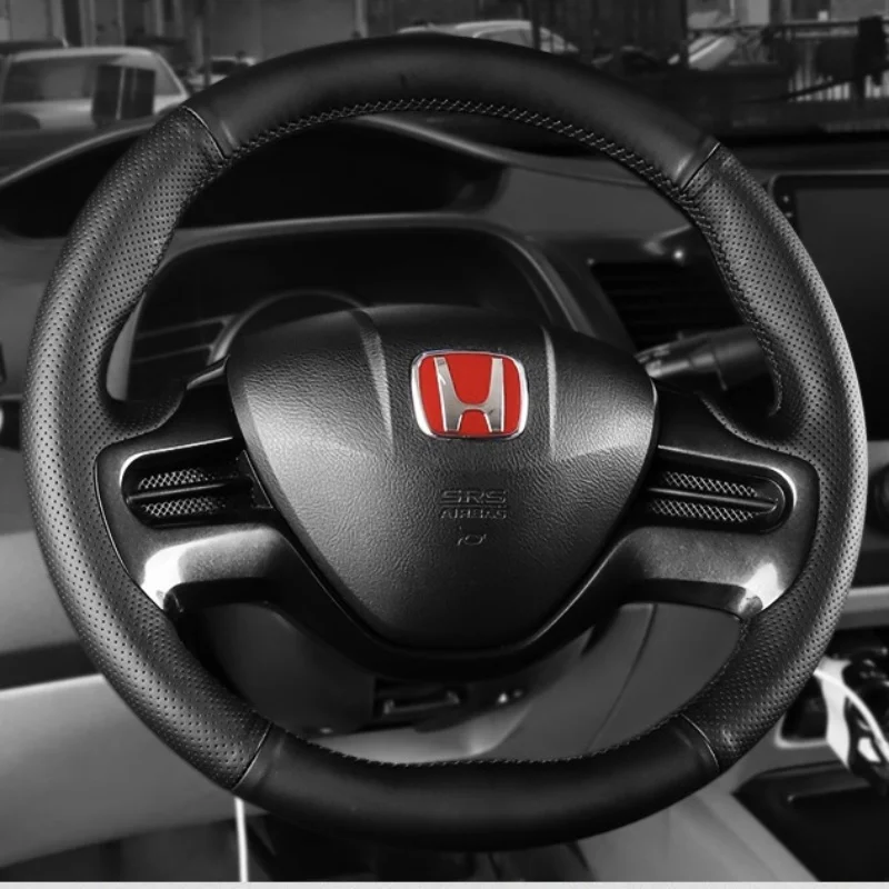 For-Honda-8th-Generation-Civic-Steering-Wheel-Cover-Genuine-Leather ...