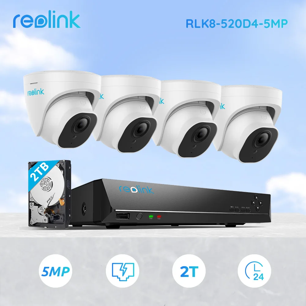 Reolink 5mp Camera System 8ch Poe Nvr&4 Poe Ip Cameras Dome Outdoor Hd Video Surveillance Kit ...