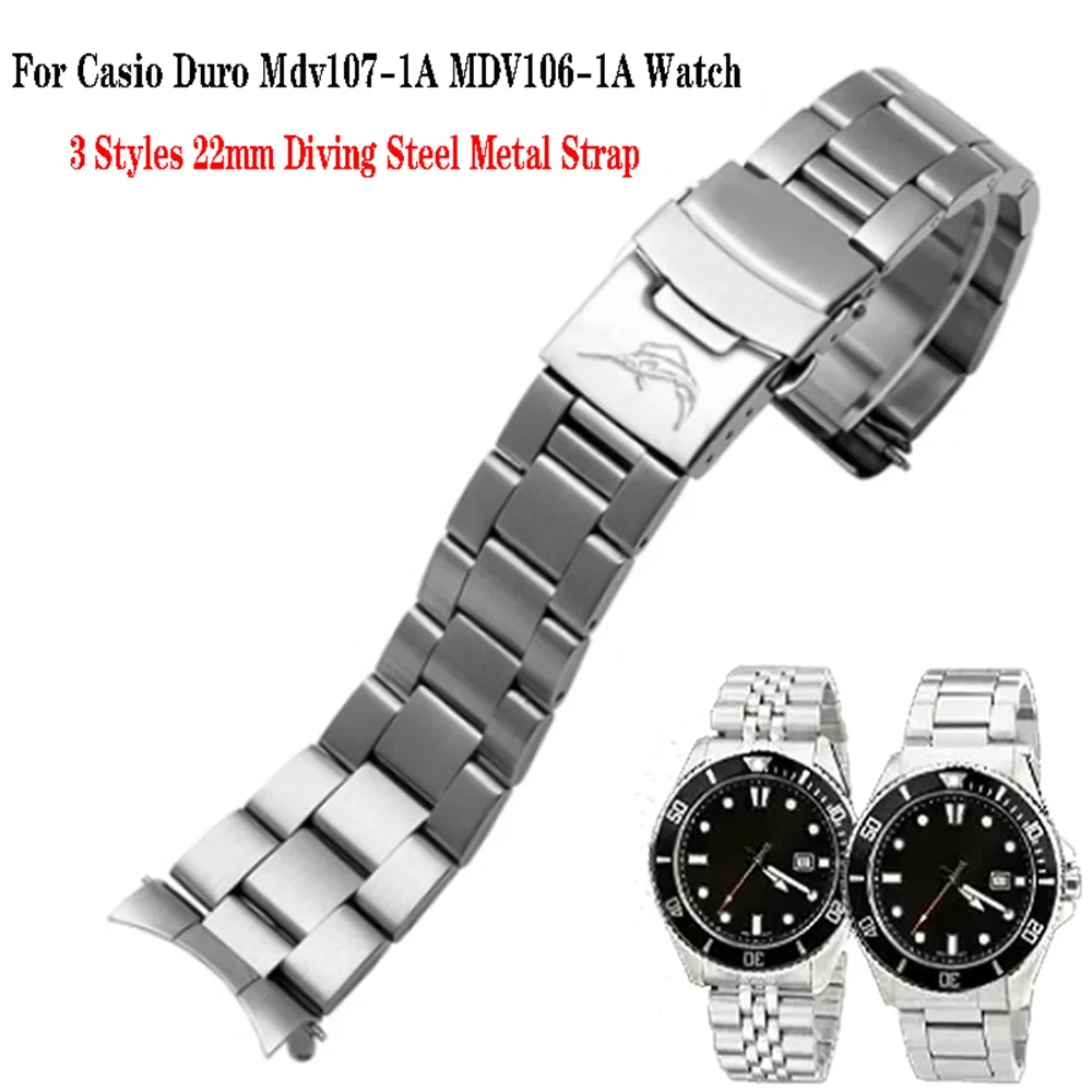 New-22mm-Steel-Metal-Strap-For-Casio-Duro-Mdv107-1A-MDV106-1A-Watch ...