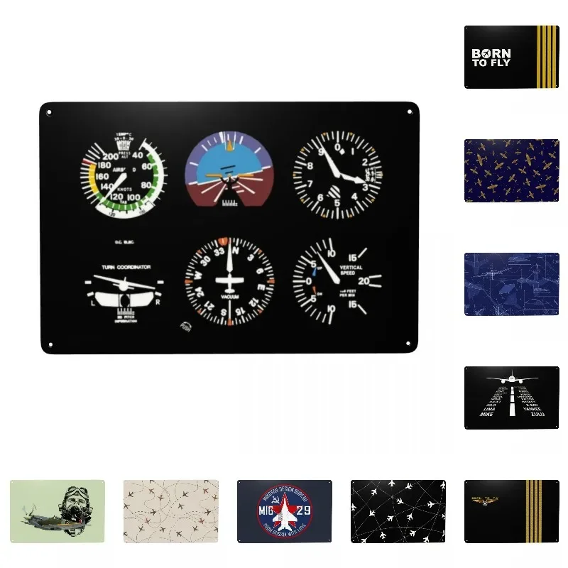 Cockpit-Six-Dials-Flight-Simulator-Pilot-Metal-Tin-Sign-Rectangle ...