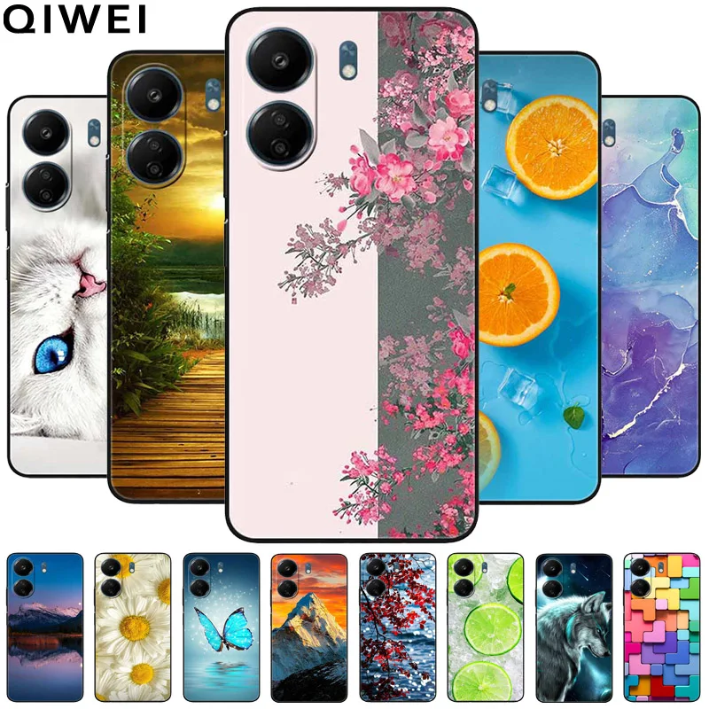 For Xiaomi Poco C65 Case Lovely Silione TPU Flowers Phone Cases for ...