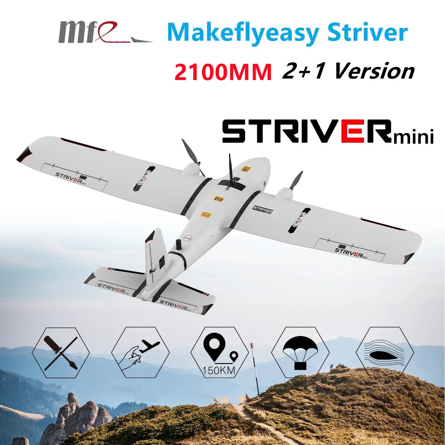 Makeflyeasy-Striver-mini-Hand-2100mm-2-1-Version-Aerial-Survey-Carrier-Fix-wing-UAV-Aircraft ...