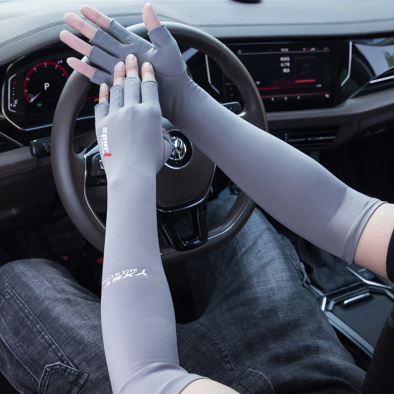 UV-Solar-Arm-Sleeves-Men-Cycling-Gloves-Hand-Long-Sleeves-Driving-Arm ...