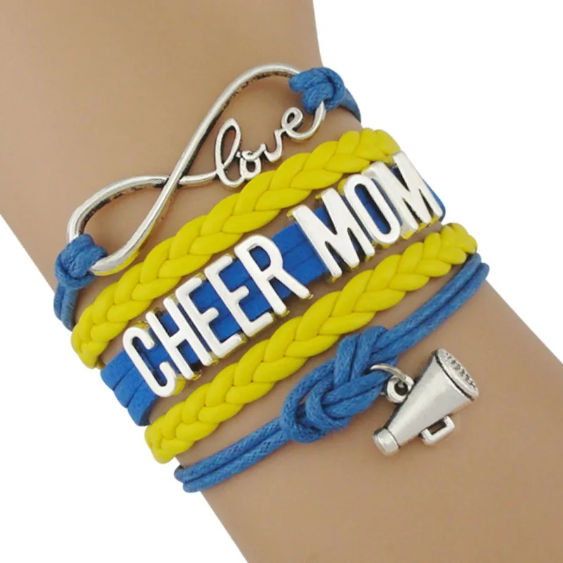 Cheer-Mom-Infinity-Megaphone-Bracelets-Cheerleader-Cheering-Squad-Team ...