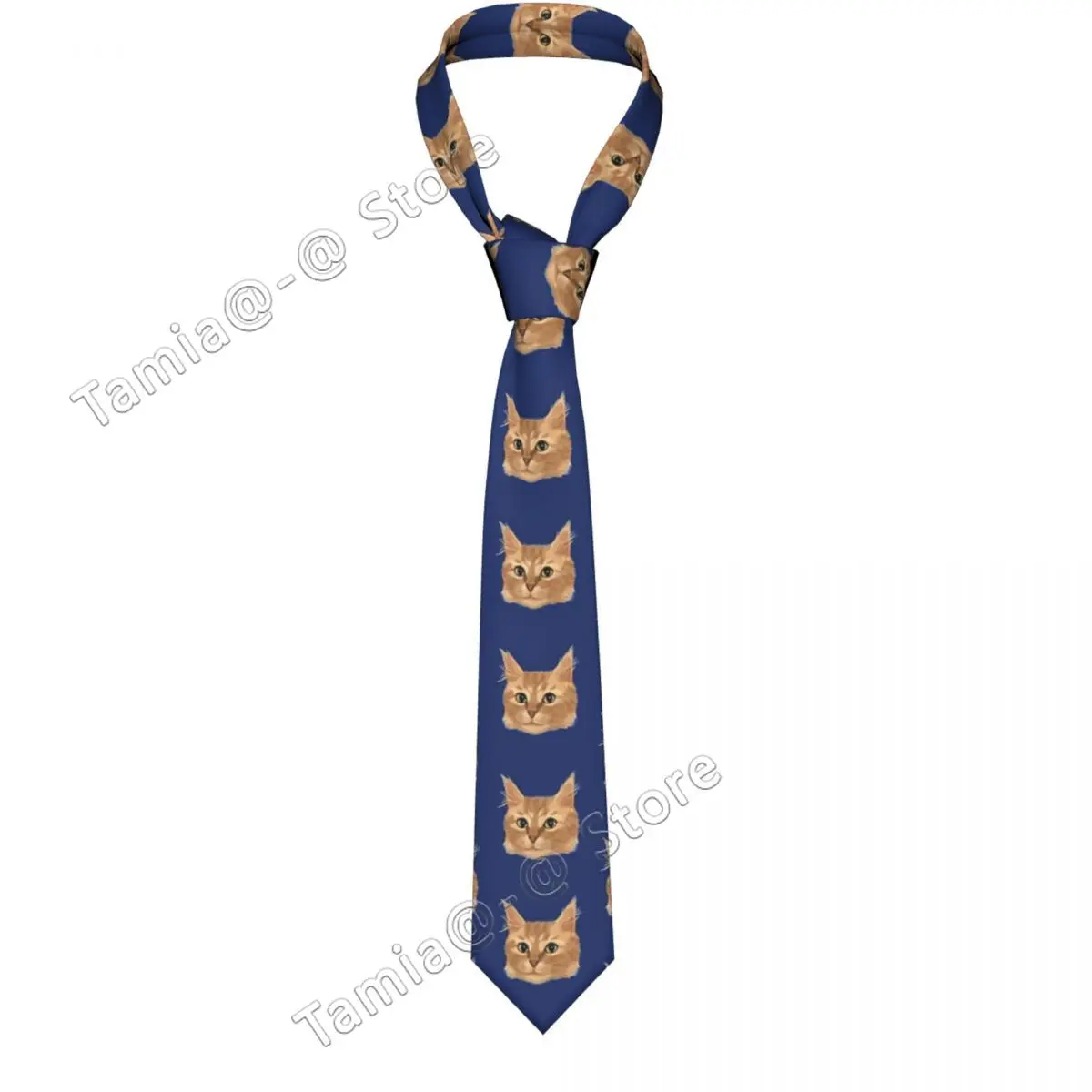 Cat-Portrait-Neck-Tie-Meme-Kitty-Feline-Necktie-for-Men-Polyester-Silk ...