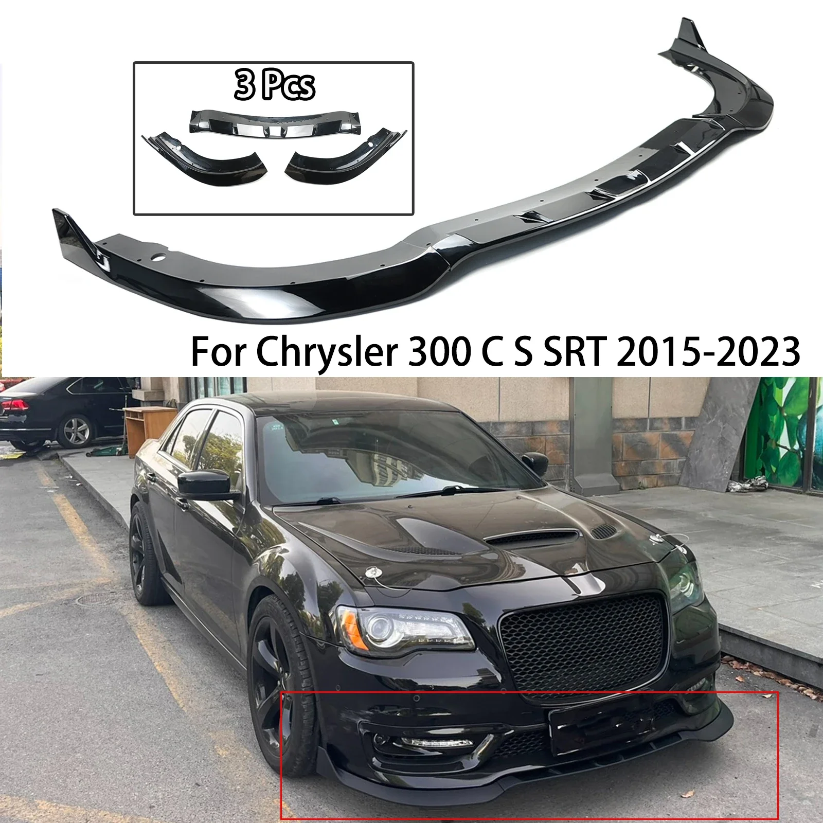 For-Chrysler-300-C-S-SRT-2015-2023-Front-Bumper-Lip-Splitter-Diffuser ...