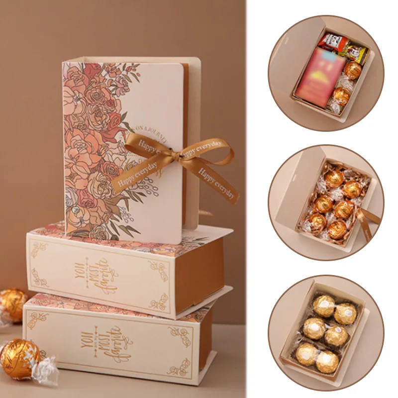 Caja-de-regalo-con-forma-de-libro-5-piezas-cart-n-con-cinta-dulces ...