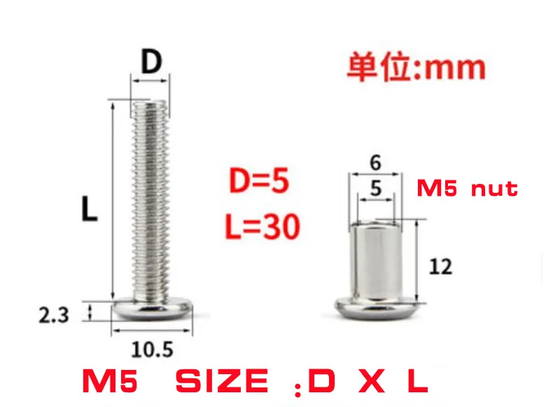 VIS,M6X45 with nut--Vis à tête hexagonale en acier inoxydable M4 M5 M6 M8, 5 jeux de connecteurs ...