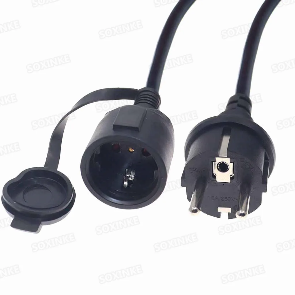 Waterproof Power Extension Cord European Schuko Male Plug To Female ...