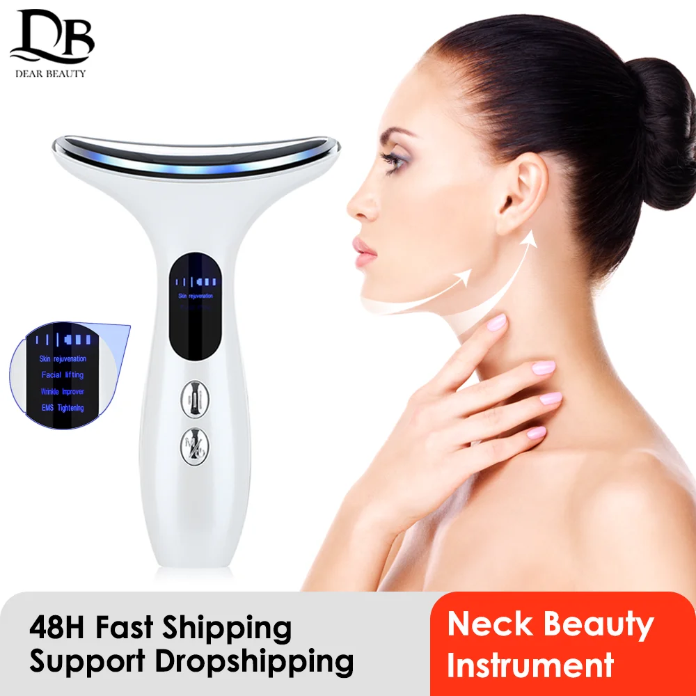 Ems Neck Face Beauty Device 3 Colors Led Photon Therapy Skin Tighten 4 ...