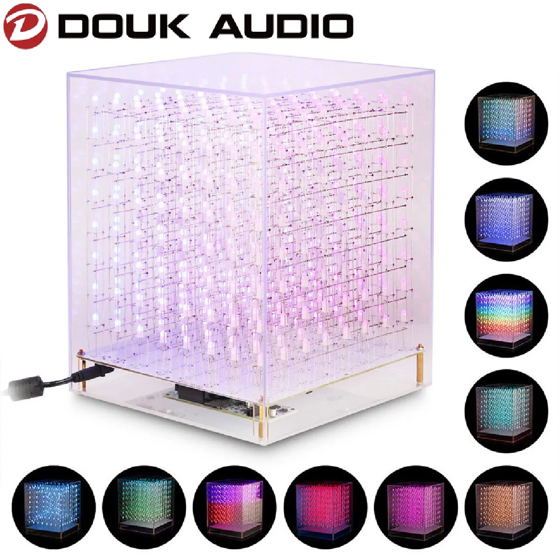 Douk-Audio-RGB-LED-Cube-8x8x8-3D-Volle-Farbe-DIY-KIT-Fertigen-Musik ...