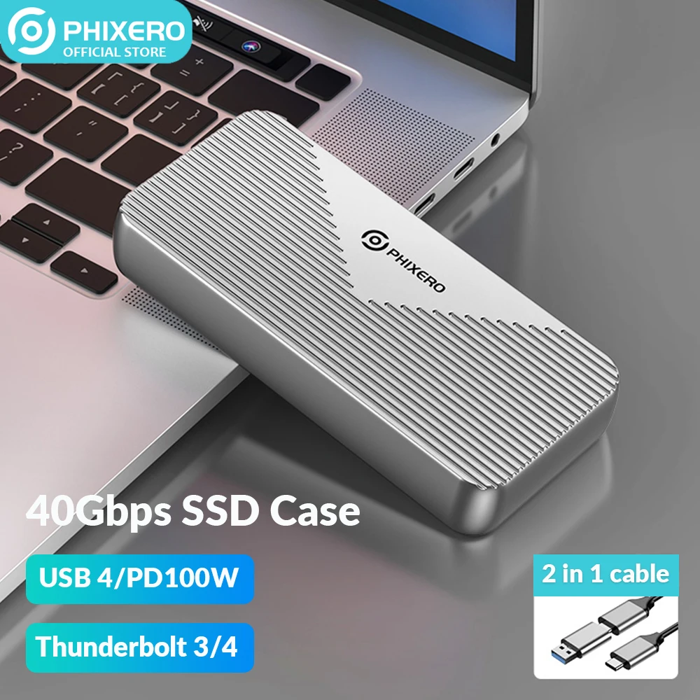 PHIXERO 40Gbps USB 4.0 Thunderbolt 3/4 SSD Case Hard Driver M.2 NVMe ...