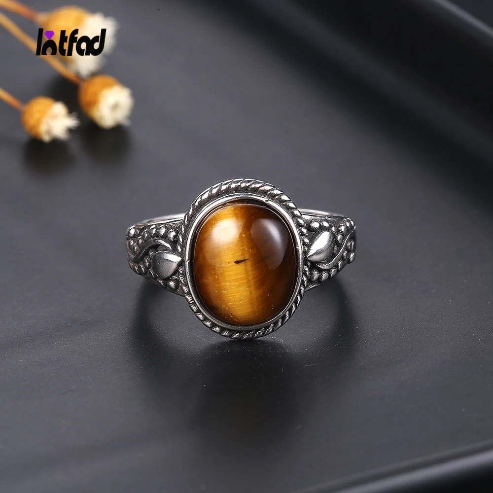 New-Fashion-925-Silver-Oval-High-Quality-Natural-Tiger-Eye-Rings-for ...