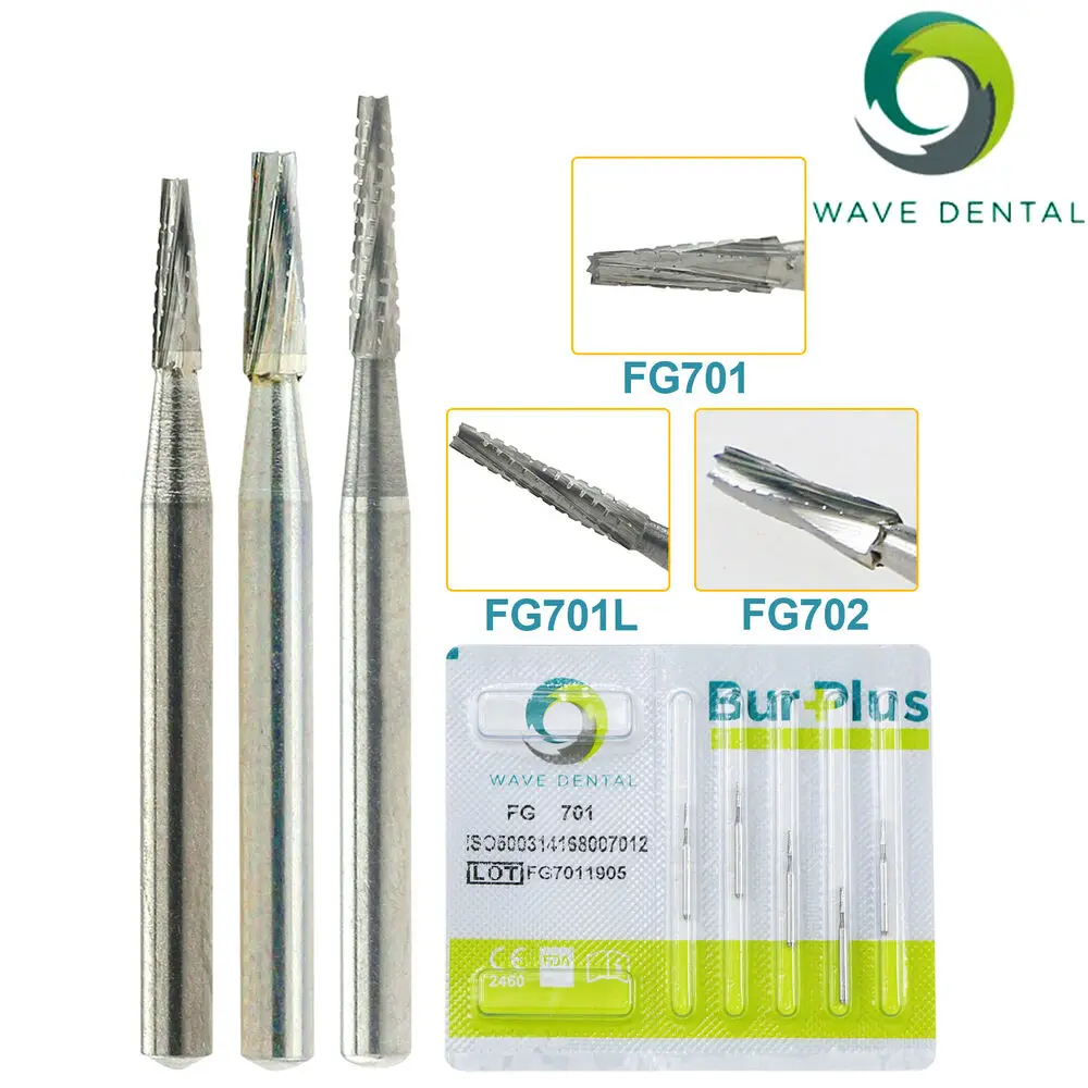 5pcs Wave Dental Burs Fg 701 701l 702 Tungsten Carbide Dentistry ...