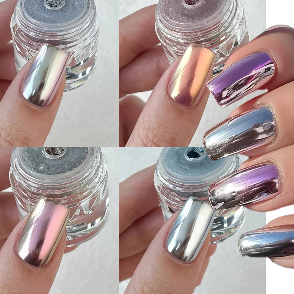 1Box Chameleon Glitter Magic Mirror Nail Powder Metallic Chrome Rubbing ...