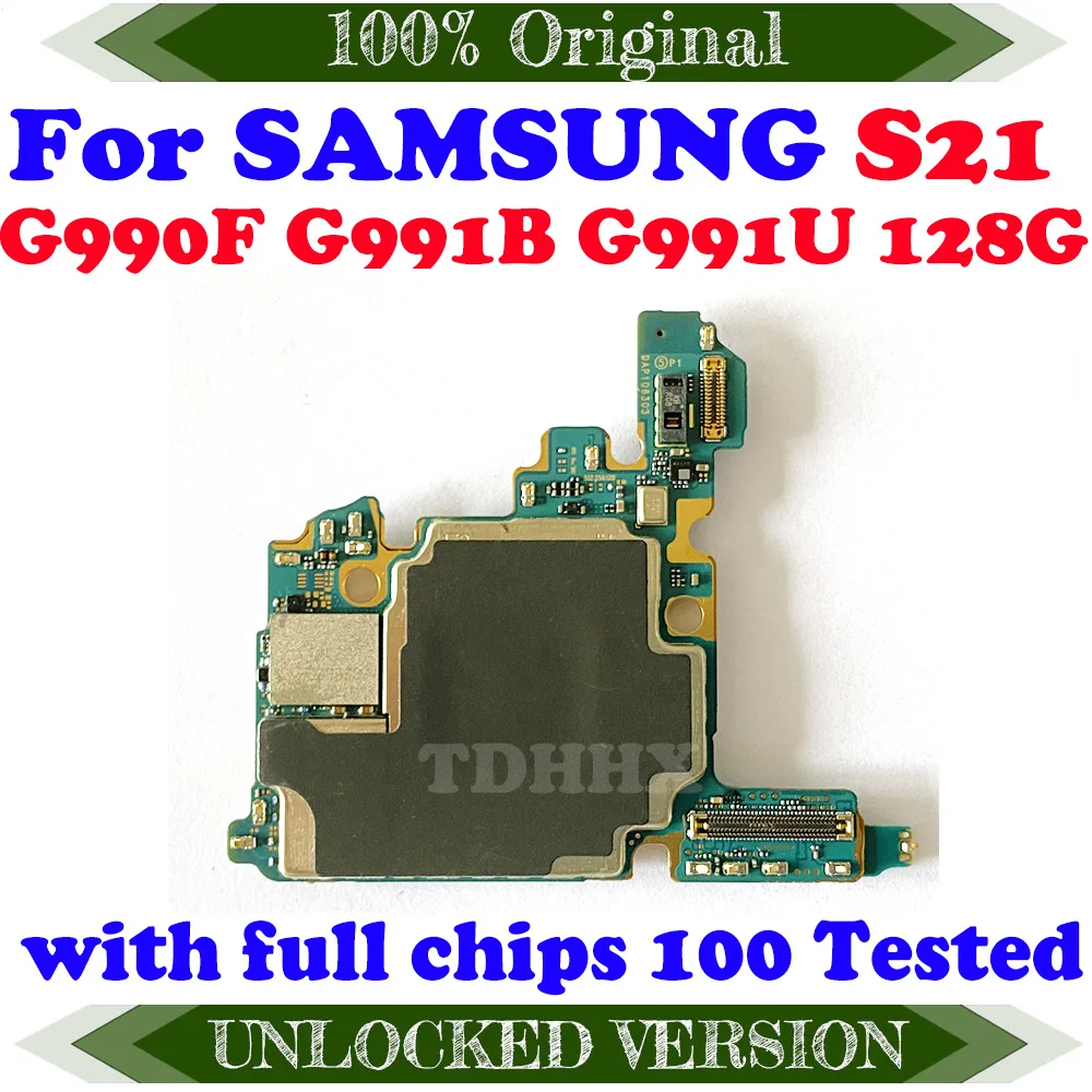 삼성 갤럭시 S21 G991B G991U G990F 용 정품 잠금 해제 메인 보드, 풀 칩 마더보드, 안드로이드 OS 로직 바드 ...
