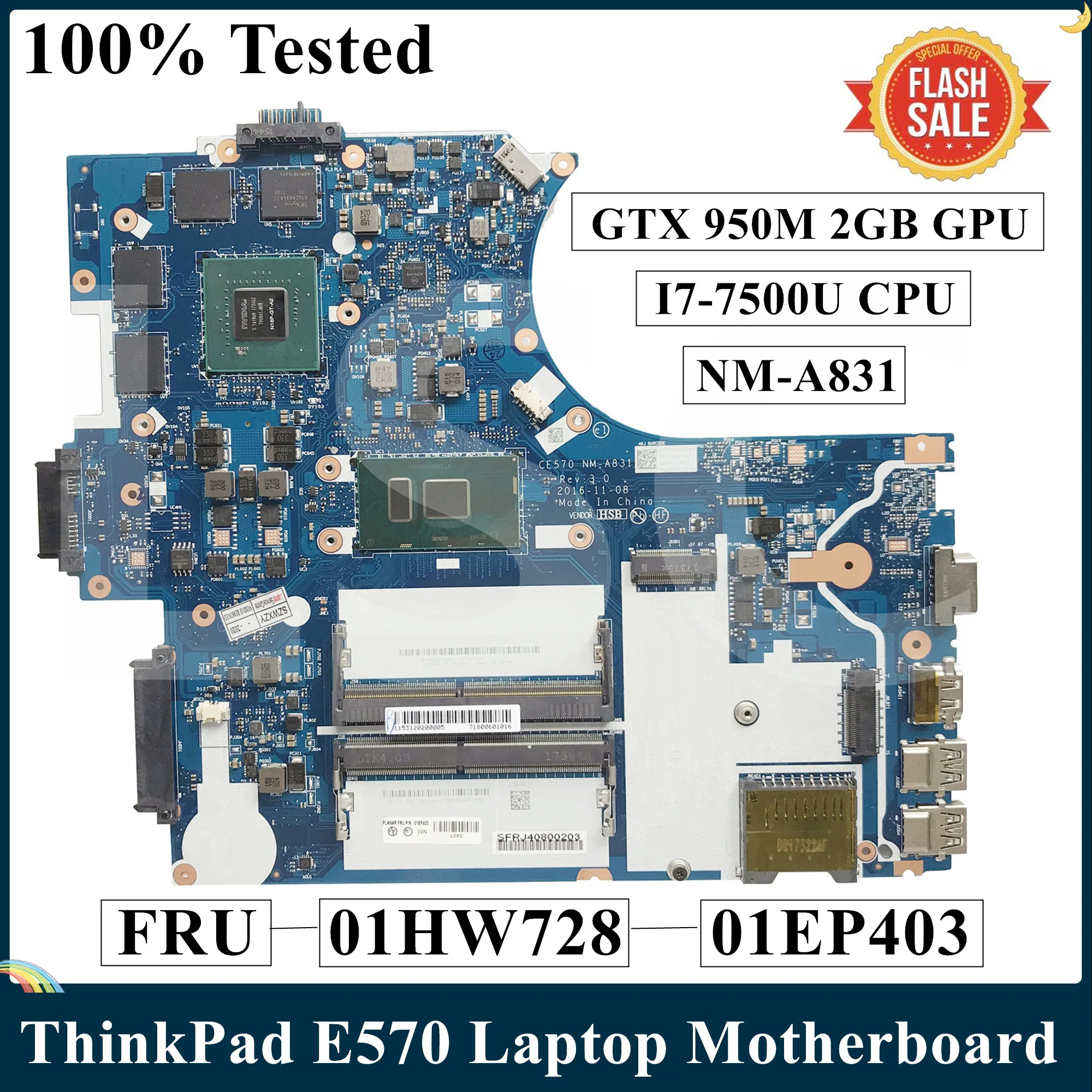 LSC-Refurbished-For-Lenovo-ThinkPad-E570-Laptop-Motherboard-I7-7500U ...