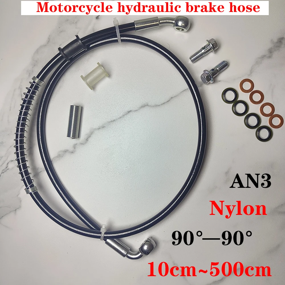28-90-Motorcycle-Braided-Steel-Brake-Clutch-Oil-Hoses-Line-Pipe-Black ...