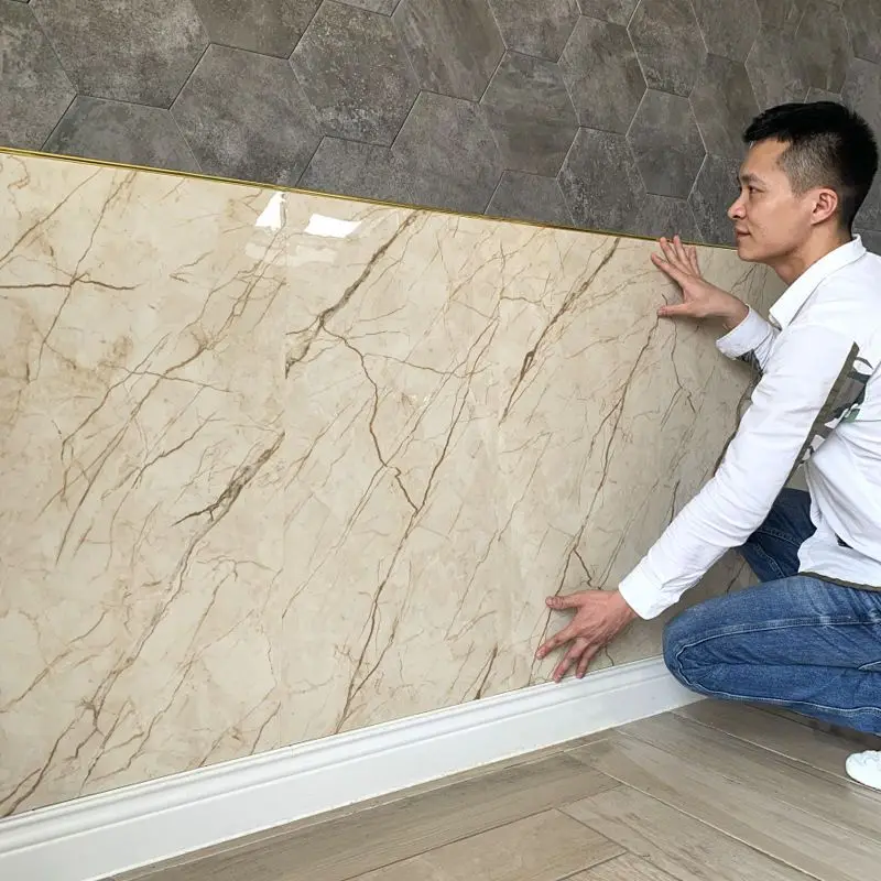 10pcs80X40cm Faux Marble Self Adhesive Waterproof Wainscoting Wall ...
