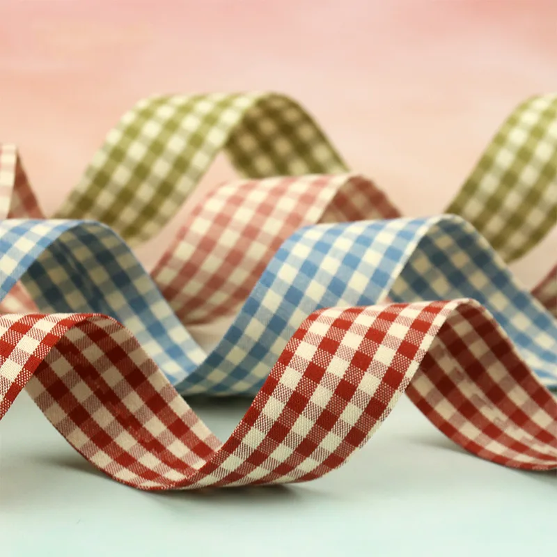 5M-10mm-25mm-Layering-Fabric-Riband-Red-Classic-Plaid-Ribbon-Check ...