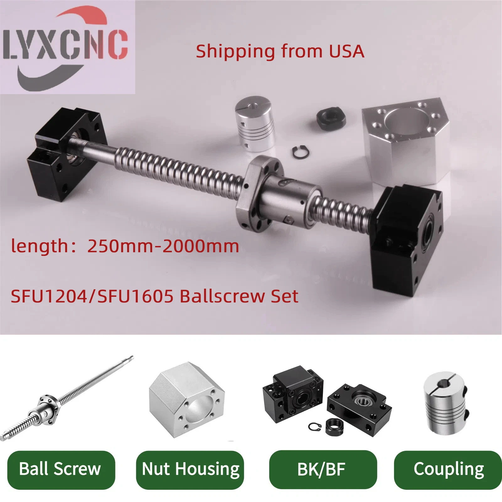 SFU1204-1605-Ball-Screw-Set-Ballscrew-C7-End-Machined-Ball-Nut-Nut ...