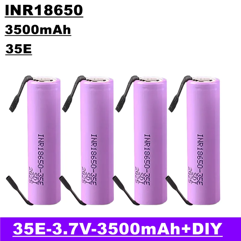 lNR18650 lithium ion battery, 35e, 3.7V, 3500mah, with solder tabs ...