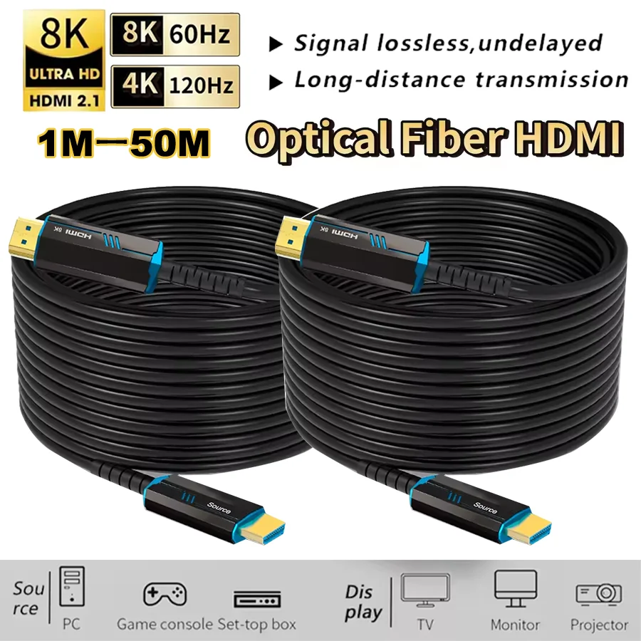 Cable de fibra óptica 8K HDMI 2,1, 8K @ 60Hz, 4K @ 120Hz, velocidad de ...