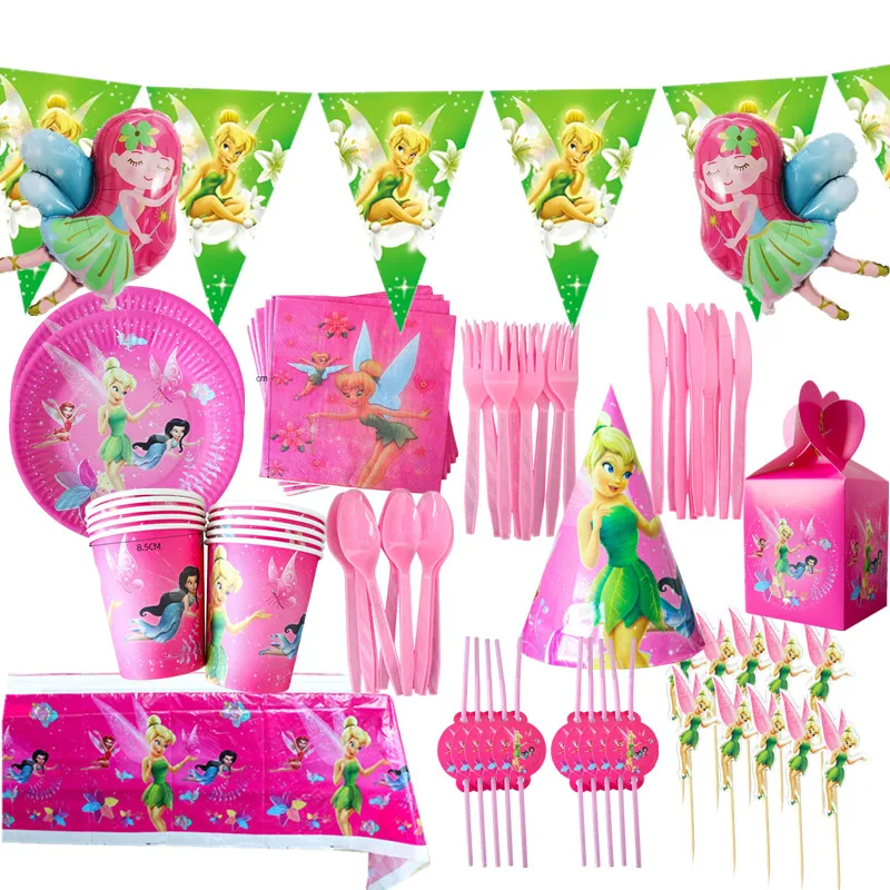 Disney Tinkerbell Kids Birthday Party Decoration Tableware Elf Little ...