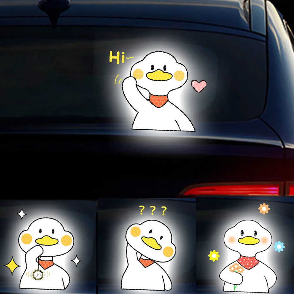 1Pcs-Cartoon-Duck-Animal-Reflective-Sticker-Night-Safety-Driving ...