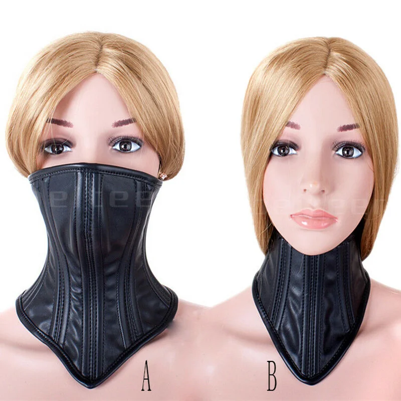 BDSM-Cartilage-Corset-Restraint-Unisex-Collar-Lockable-PU-Leather-Half ...