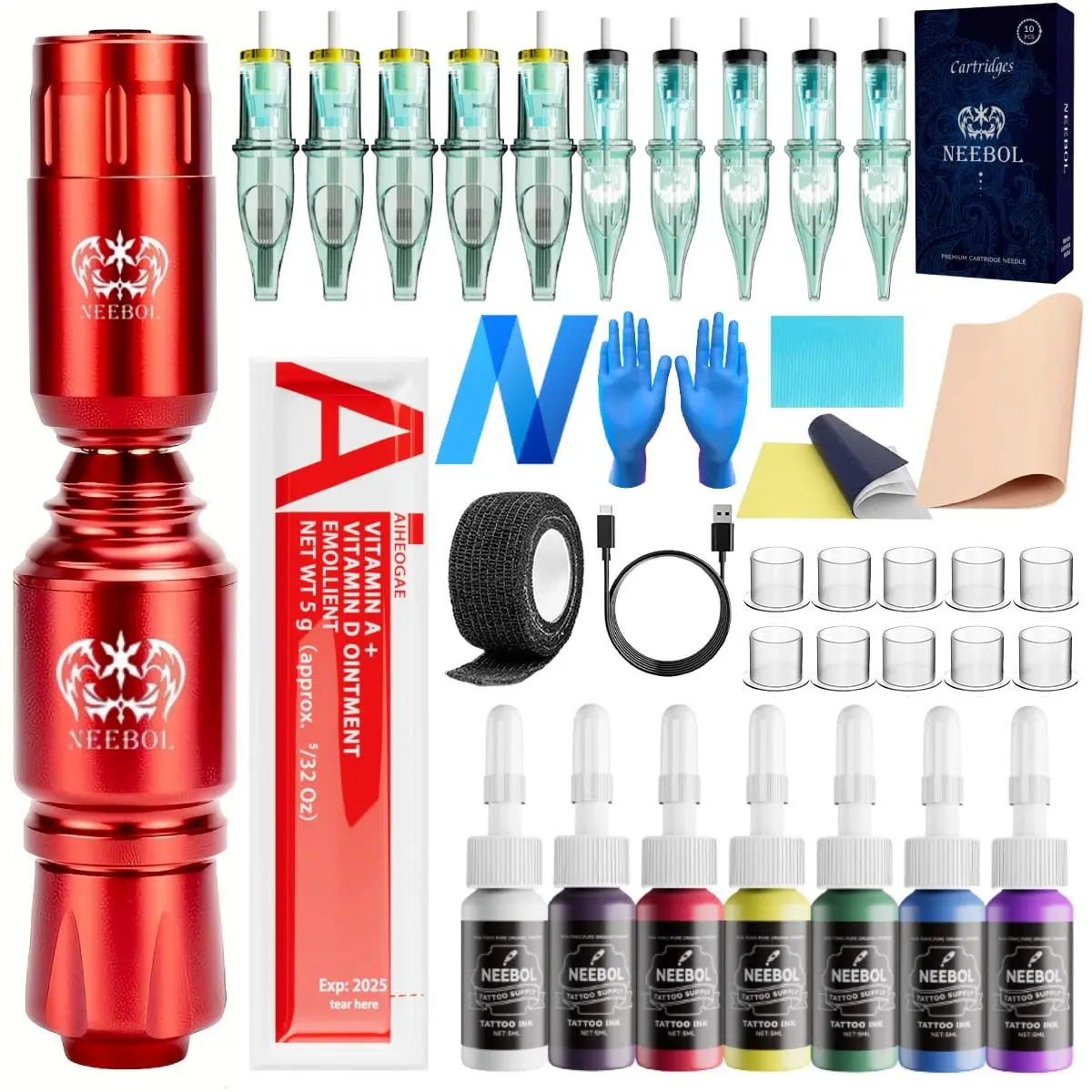 1set-Wireless-Tattoo-Pen-Machine-Kit-Complete-Tattoo-Set-Short-Tattoo ...