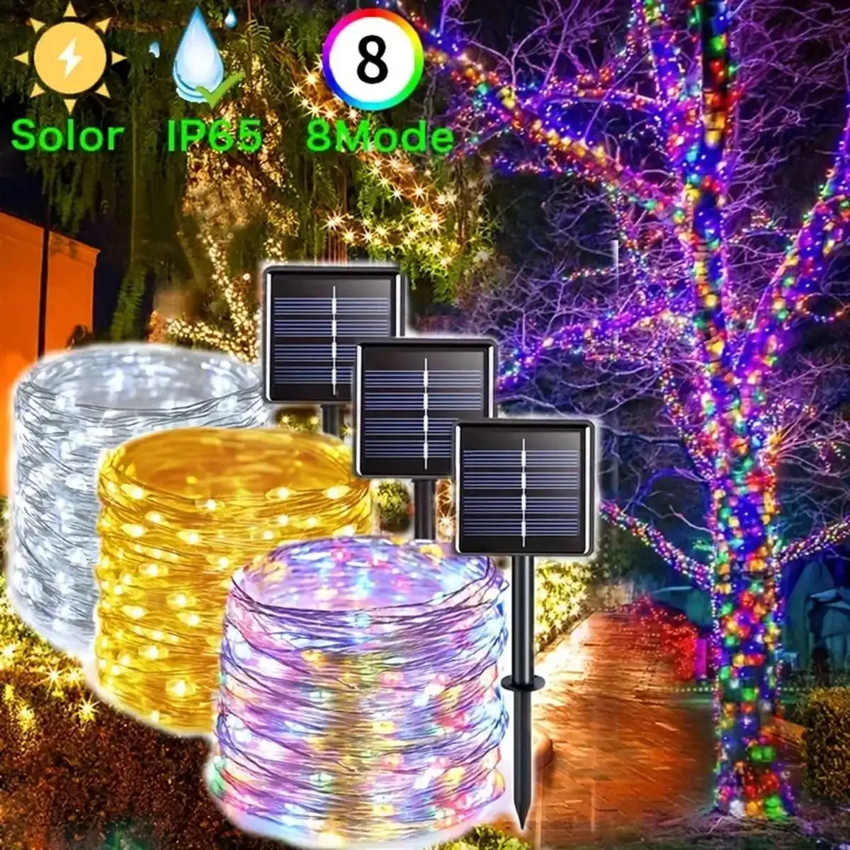 1pc-Solar-Fairy-Light-Strings-With-8-Lighting-Modes-Waterproof-Copper ...