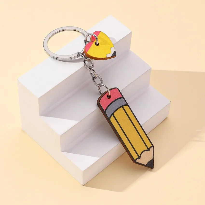 New Keychain Pencil Love Wooden Pendant Simple and Versatile Graduation ...