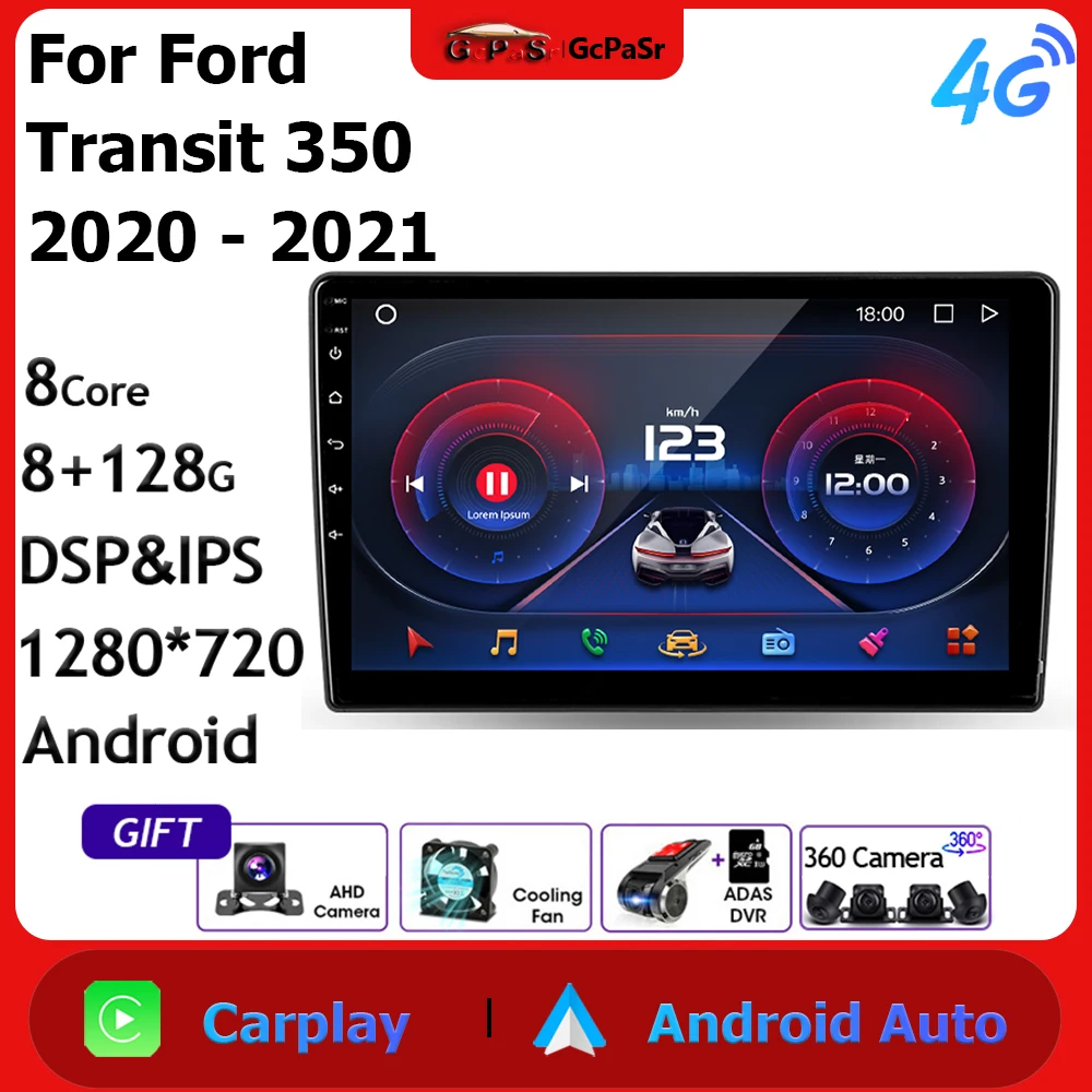 Car Radio Video Autoradio Multimedia Player For Ford Transit 350 2020 2021 Android 11 Navigation ...