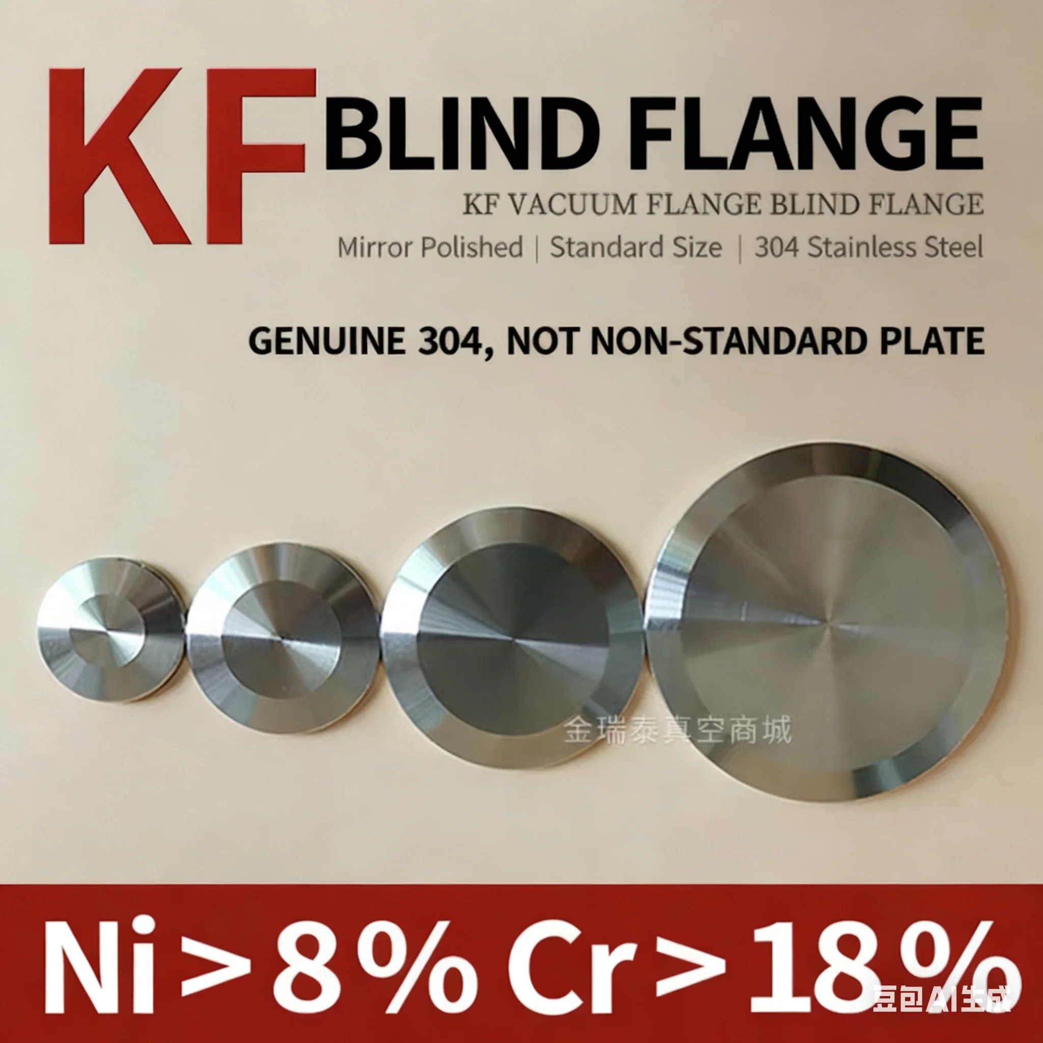 304 Stainless Steel KF10 to KF160 Blind Plate pipa vacuum Flange Blank ...