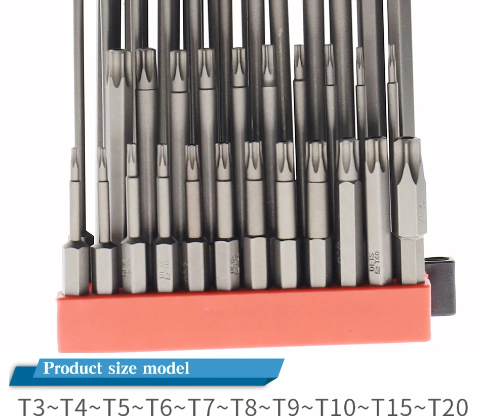 TOURNEVIS,T8-without holes--Jeu'embouts de tournevis Torx magnétiques 150 de T6 T40 mm de long ...
