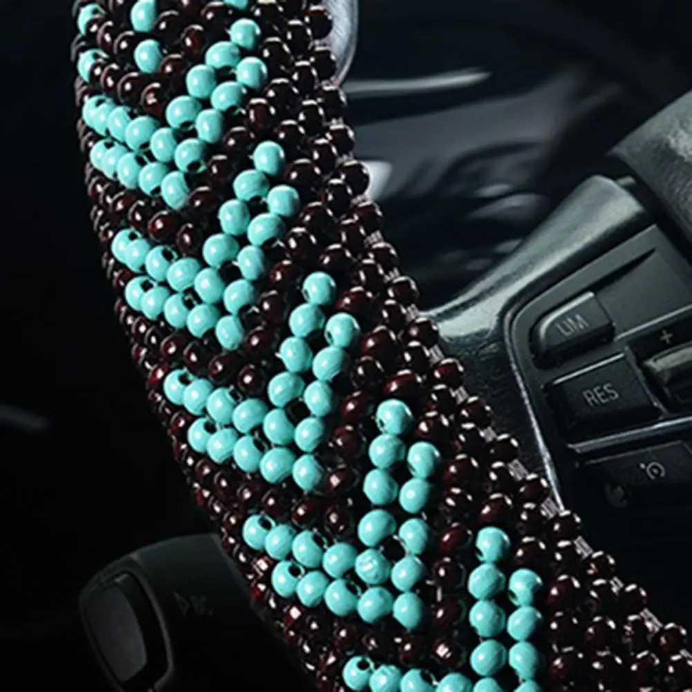 Wood-Beads-Car-Wheel-Cover-Summer-Cooling-Universal-42-CM-Steering ...