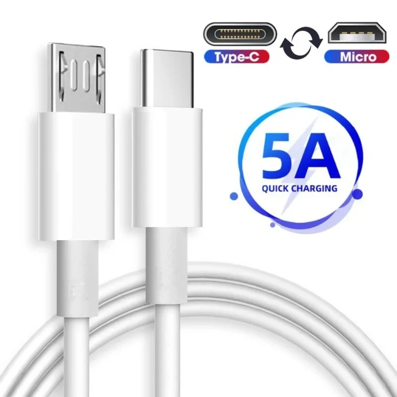5A-USB-Type-C-to-Micro-USB-Fast-Charging-Data-Cable-Adapter-For-Samsung ...