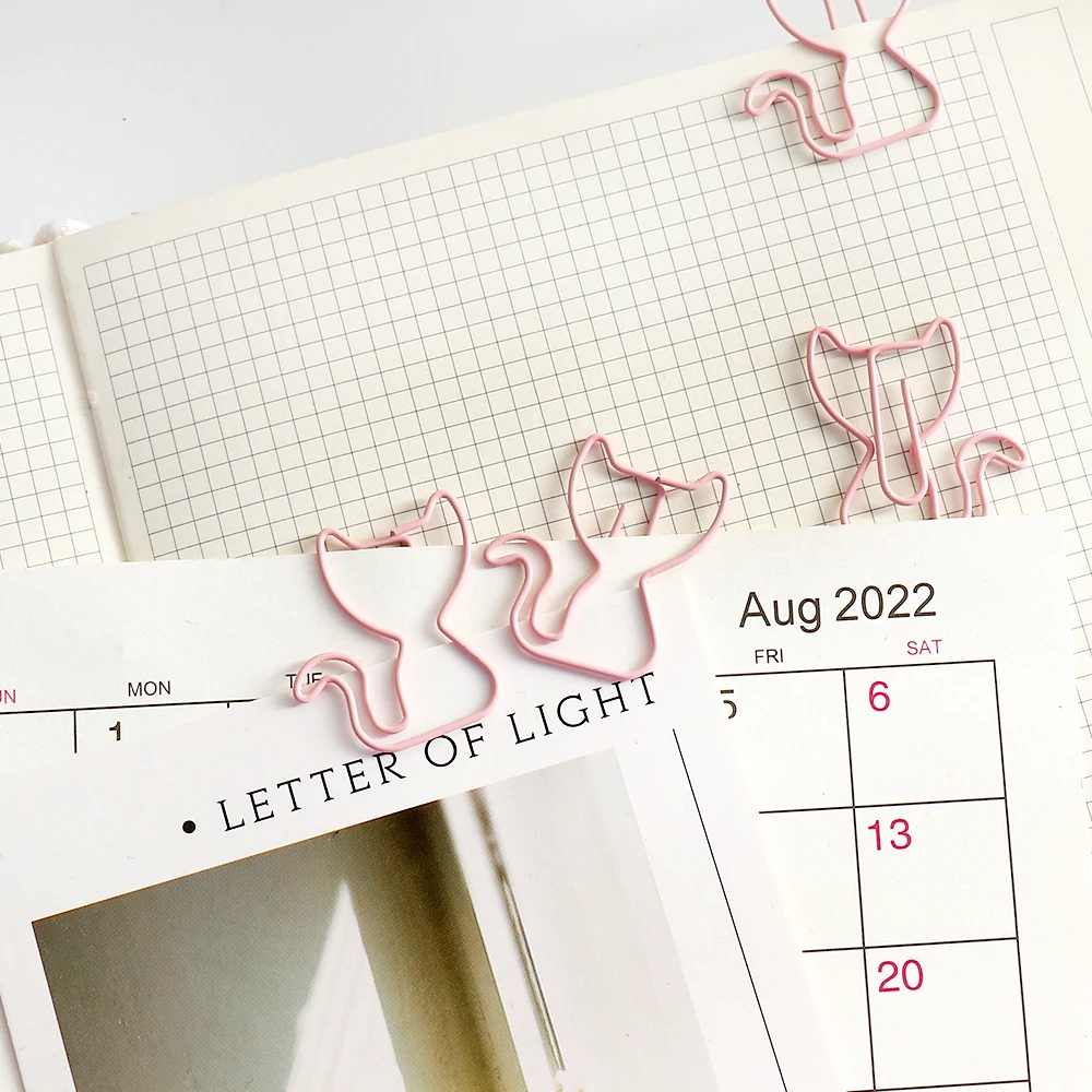 20pcs-Creative-pink-cat-Shaped-Creative-File-Clamp-Paper-Clip-Bookmark ...