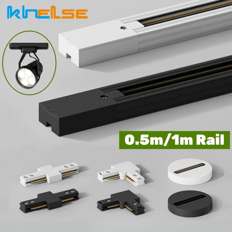 0.5m/1m LED Track Light Aluminum Rail Strip 2 Wire Ceiling Spotlight ...